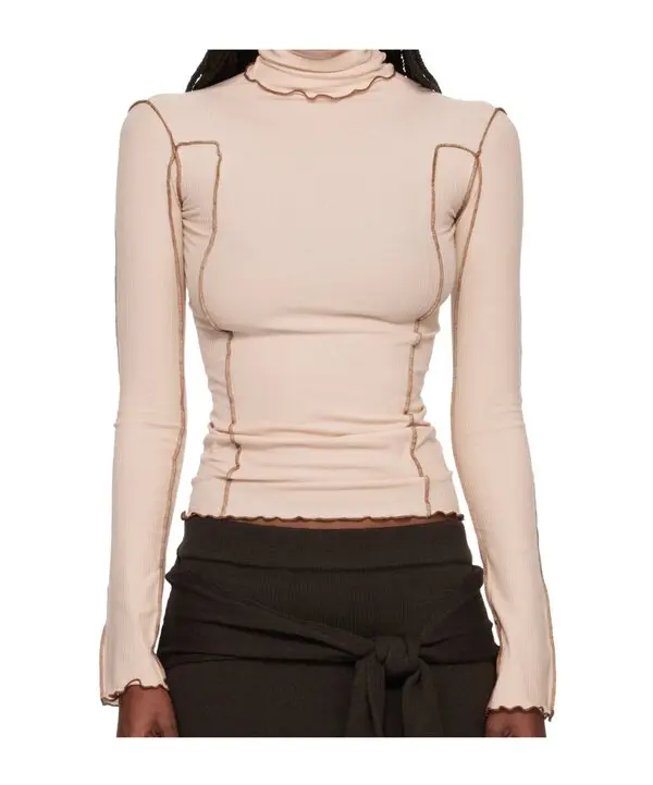BASERANGE Turtleneck Sweater With Ruffled Neckline And Cuffs