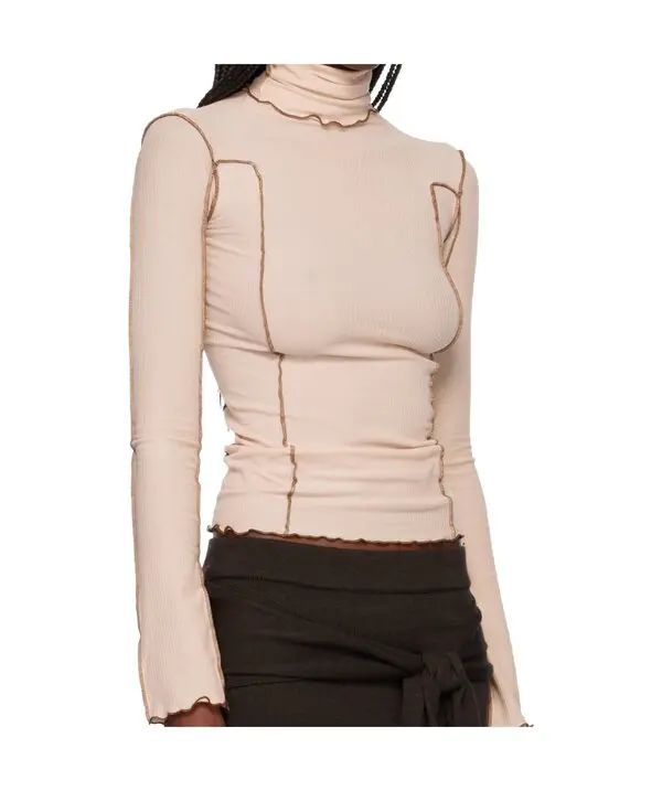 BASERANGE Turtleneck Sweater With Ruffled Neckline And Cuffs