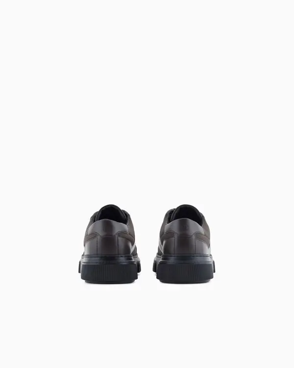 Giorgio Armani Logo Embossed Lace-up Sneakers - Brown