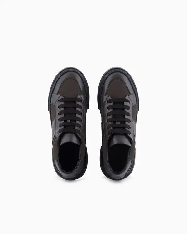 Giorgio Armani Logo Embossed Lace-up Sneakers - Brown