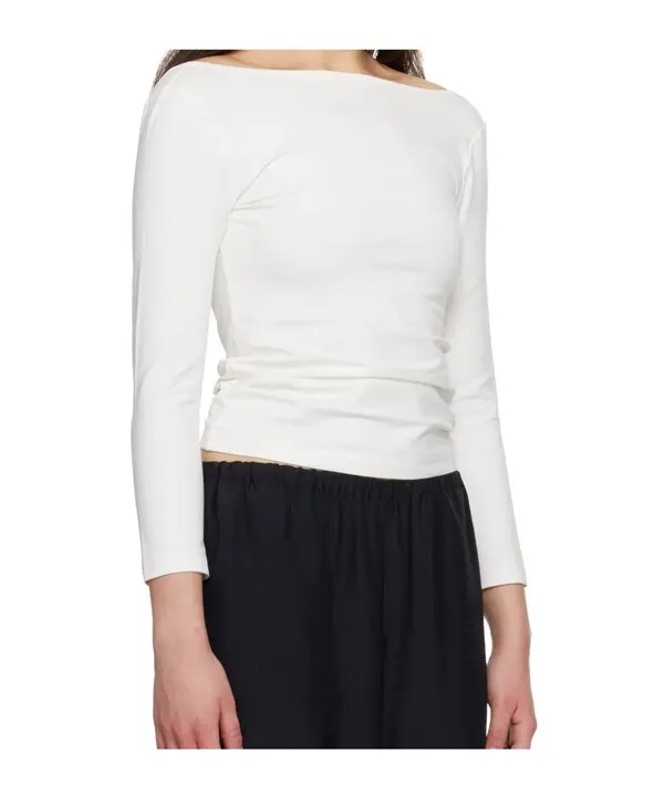 ST. AGNI Long Sleeve Boat Neck T-shirt - White