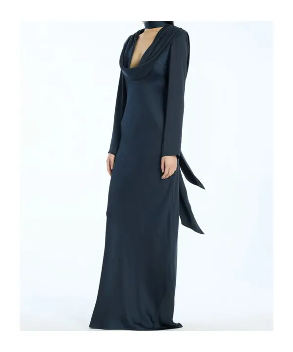 ROTATE BY BIRGER CHRISTENSEN Maxi Drapy Dress With Scarf Detail