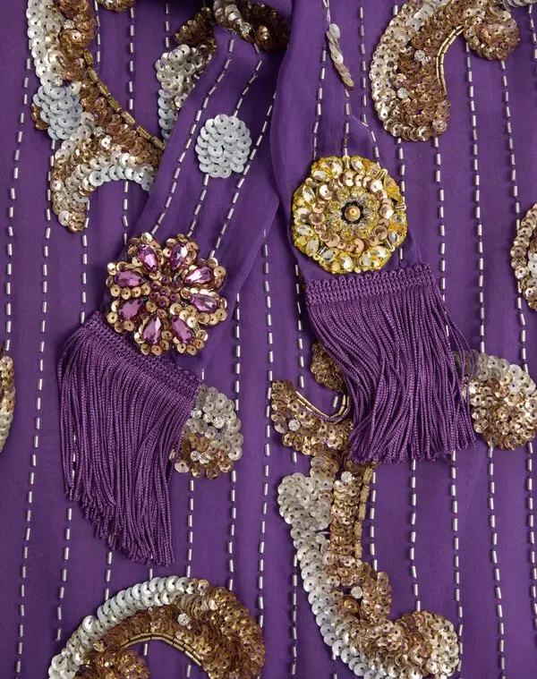 Valentino Garavani Embellished Chiffon Dress With Feathers