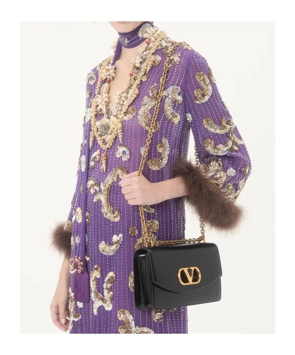 Valentino Garavani Embellished Chiffon Dress With Feathers
