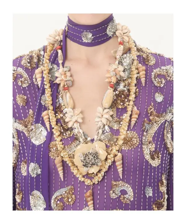 Valentino Garavani Embellished Chiffon Dress With Feathers