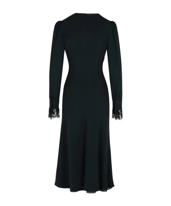 Alessandra Rich Embellished Lace Trim Midi Dress