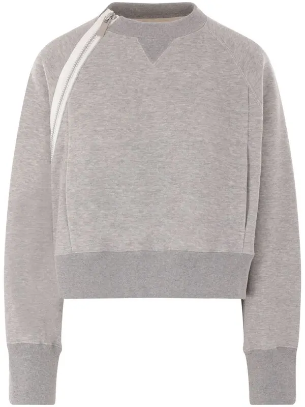 Sacai Zip-detailed Crewneck Sweatshirt - Gray