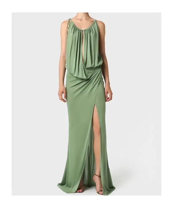 Blumarine Draped Long Jersey Maxi Dress