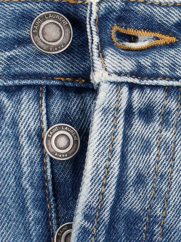 Saint Laurent Mid-rise Slim Fit Jeans With Distressed Finish