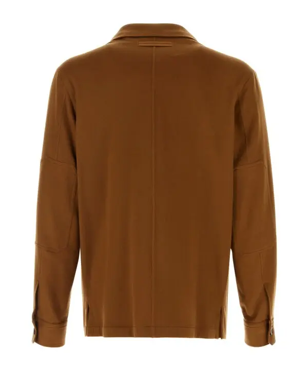 Zegna Long Sleeved Buttoned Overshirt - Brown