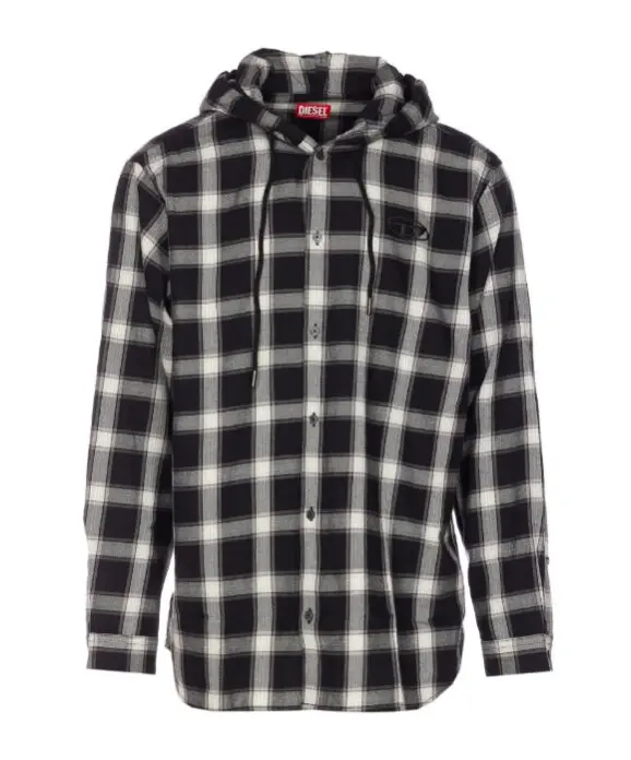 DIESEL® Logo Embroidered Checked Shirt
