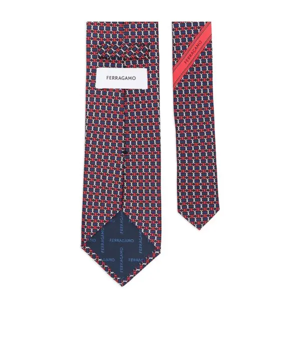 FERRAGAMO Geometric Chain Pattern Neck Tie - Multicolor