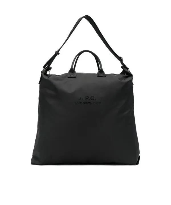 A.p.c. Logo Printed Zip-up Messenger Bag - Black