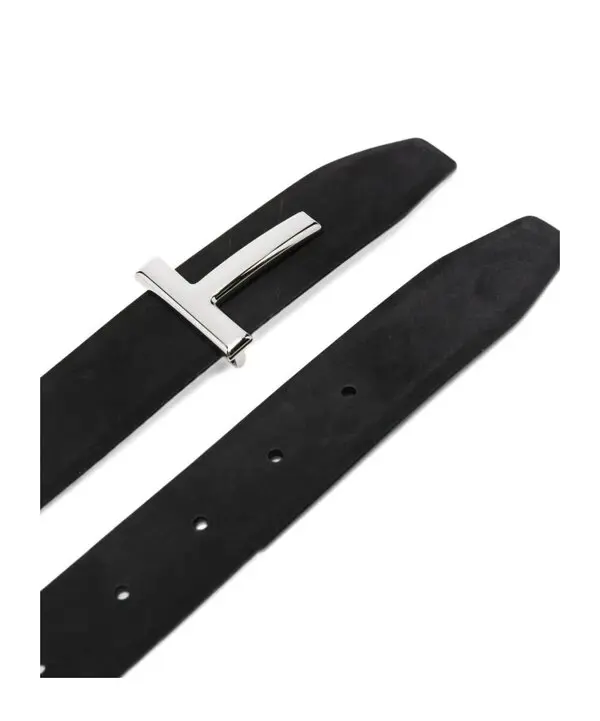 TOM FORD T-buckle Suede Belt - Black