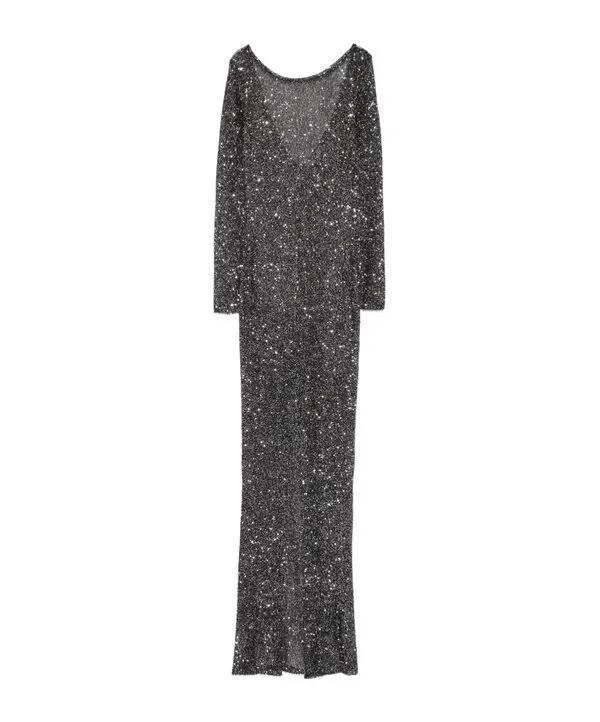 Alessandra Rich Sequined Knitted Maxi Dress