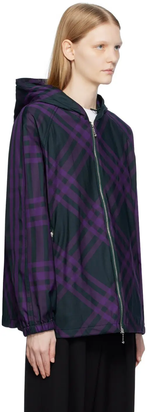 Burberry Check-pattern Zipped Hooded Jacket