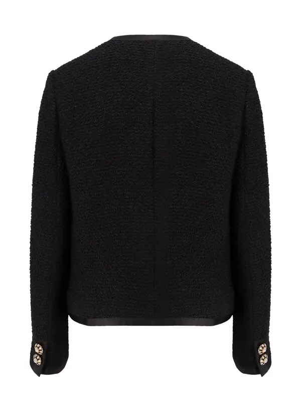 Dolce & Gabbana Textured Crewneck Jacket With Embellished Buttons