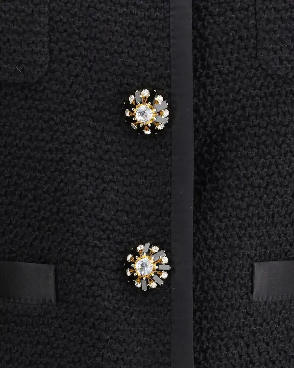Dolce & Gabbana Textured Crewneck Jacket With Embellished Buttons