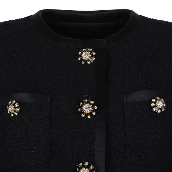 Dolce & Gabbana Textured Crewneck Jacket With Embellished Buttons