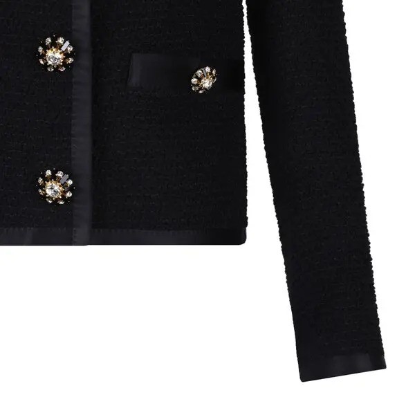 Dolce & Gabbana Textured Crewneck Jacket With Embellished Buttons