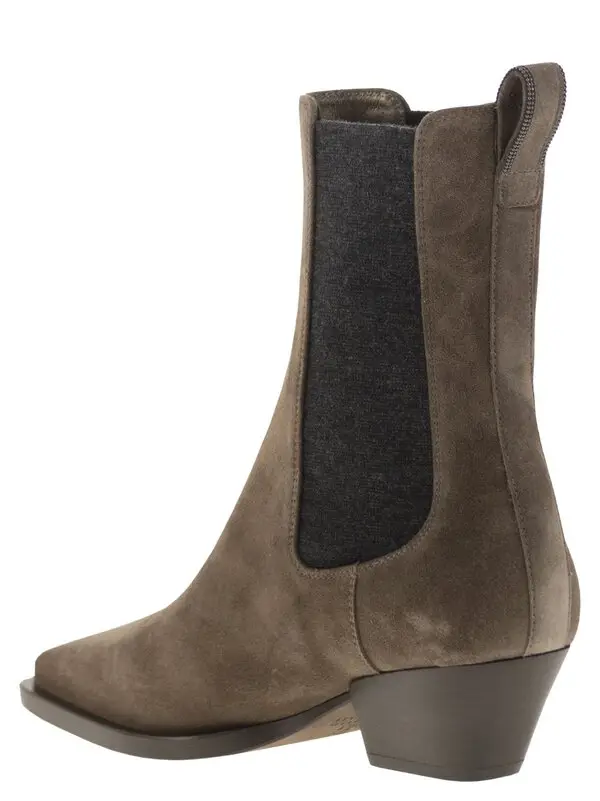 Brunello Cucinelli Pointed Toe Ankle Boots With Elastic Inserts