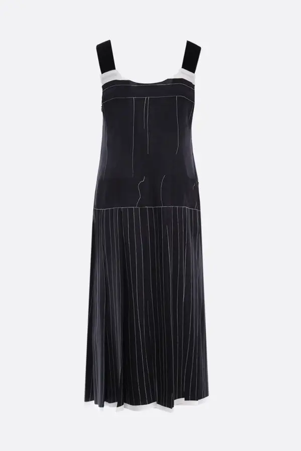 Prada Logo Printed Unlined Midi Dress - Black