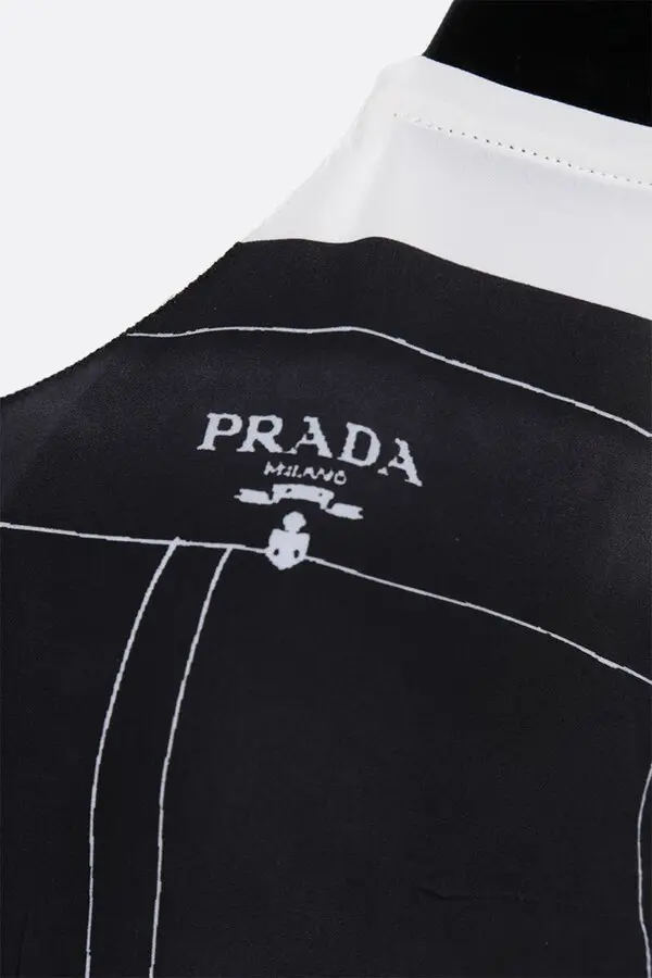 Prada Logo Printed Unlined Midi Dress - Black