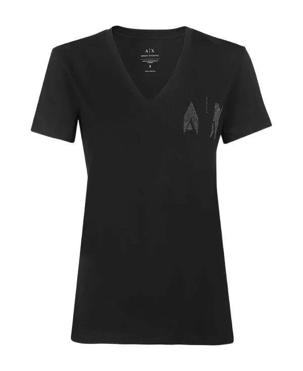Armani Exchange V-neck Short-sleeve T-shirt With Embellished Logo