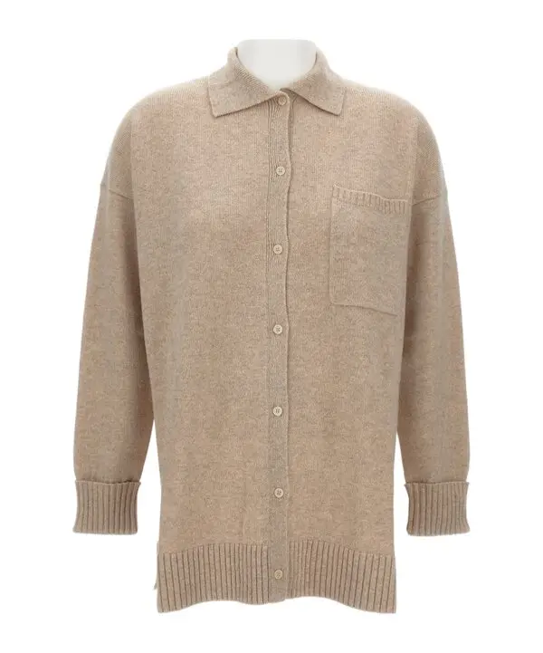 Max Mara Button-up Cardigan With Shirt Collar - White