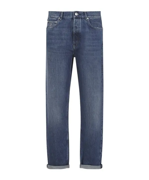 Brunello Cucinelli Logo Patch Mid-rise Jeans - Blue