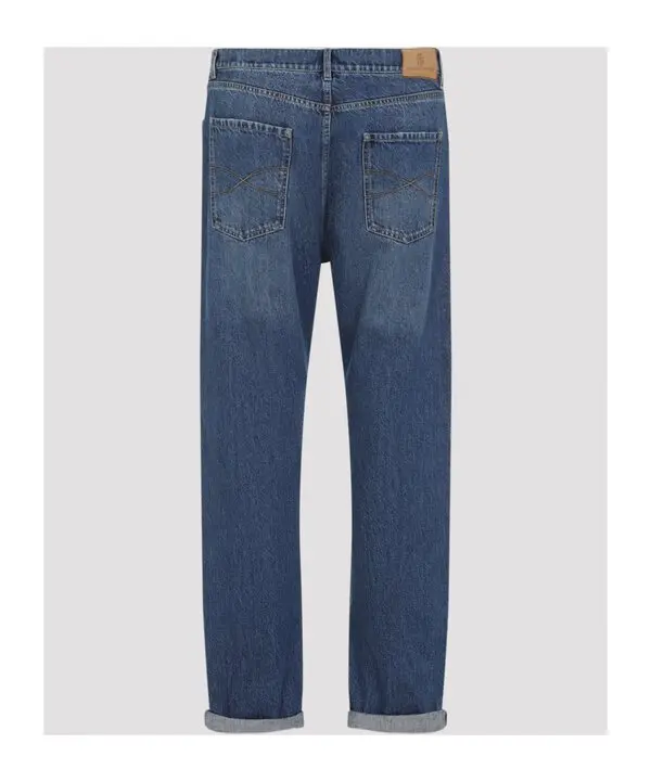 Brunello Cucinelli Logo Patch Mid-rise Jeans - Blue