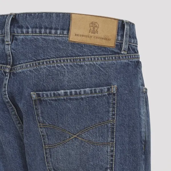 Brunello Cucinelli Logo Patch Mid-rise Jeans - Blue