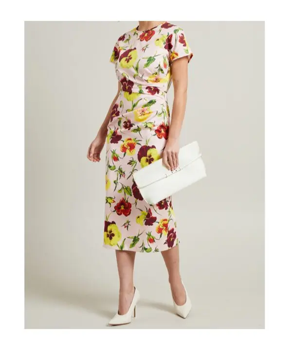 Max Mara Short Sleeve Crewneck Floral Print Dress