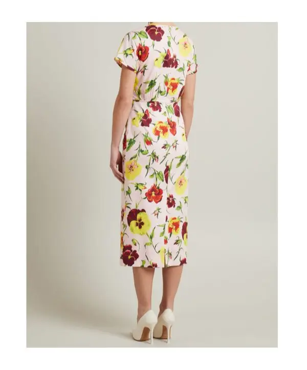 Max Mara Short Sleeve Crewneck Floral Print Dress