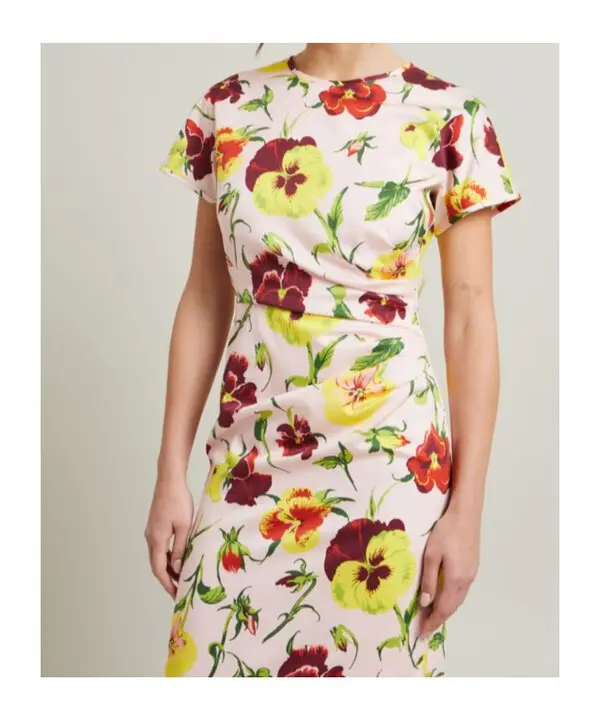 Max Mara Short Sleeve Crewneck Floral Print Dress