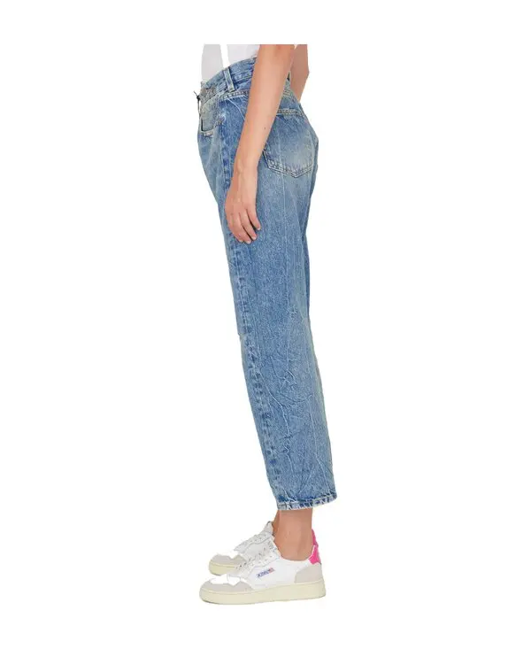 R13 Logo Jeans With Criss-cross Button Detail - Blue