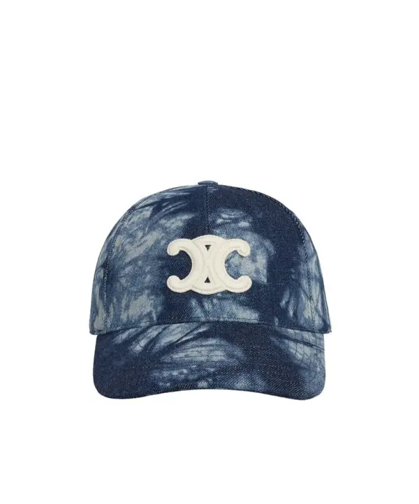 Celine Triomphe Baseball Cap In Tie Dye Cotton - Faded Denim