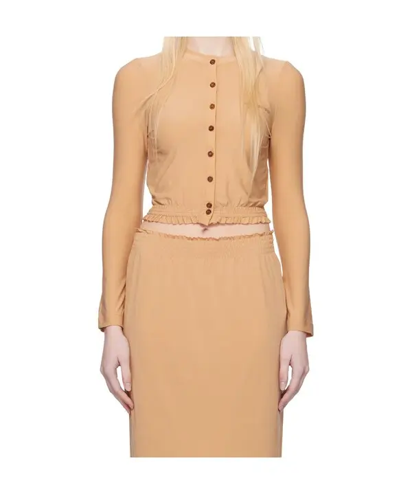 SHUSHU/TONG Fitted Cardigan With Ruffled Hem