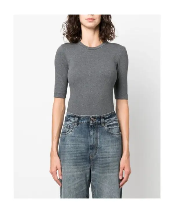 Brunello Cucinelli Embellished Collar T-shirt - Gray