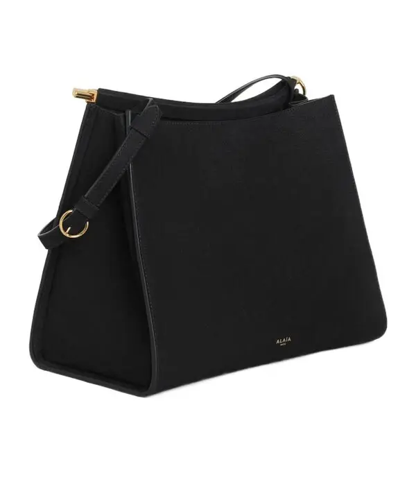 Alaïa Le Click Medium Square Bag In Nubuck - Black