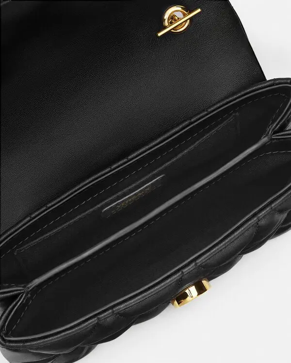 Versace Quilted Mini Crossbody Bag - Black/gold