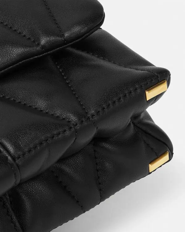 Versace Quilted Mini Crossbody Bag - Black/gold