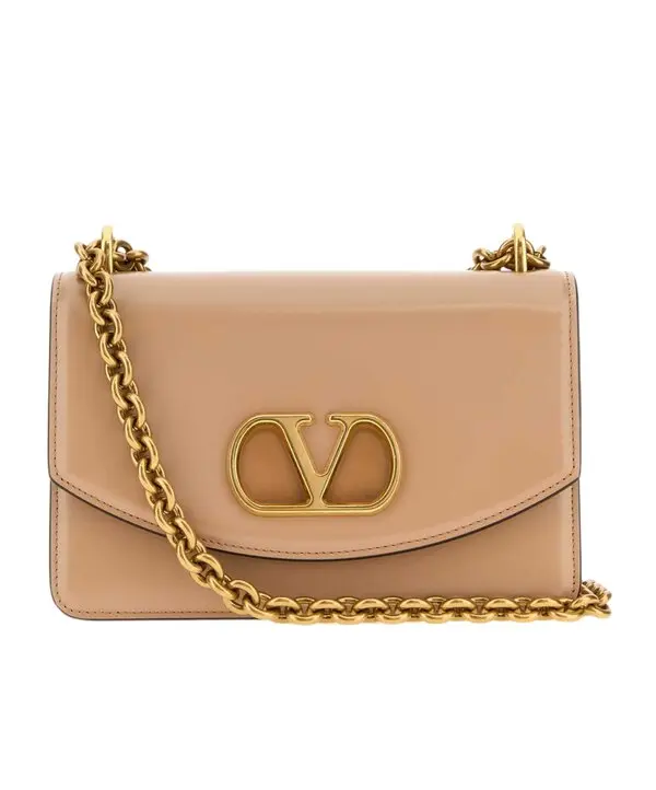 Valentino Garavani Vain Foldover Small Shoulder Bag - Nude