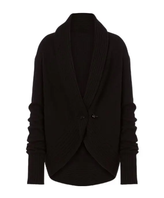 Alberta Ferretti Ribbed Shawl-collar Cardigan - Black