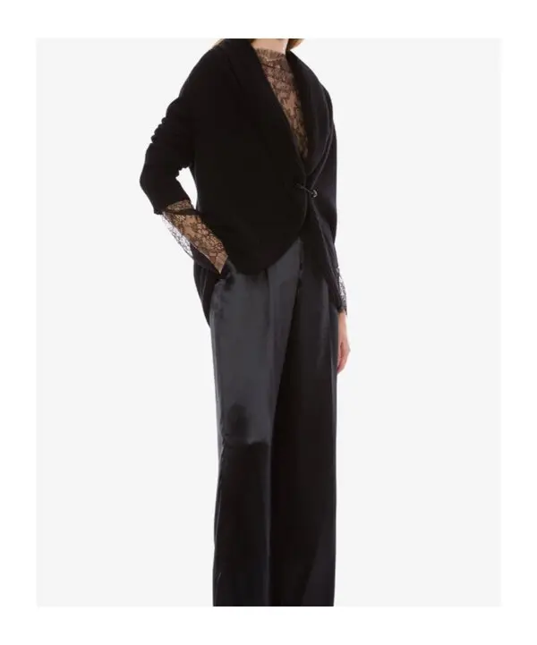 Alberta Ferretti Ribbed Shawl-collar Cardigan - Black