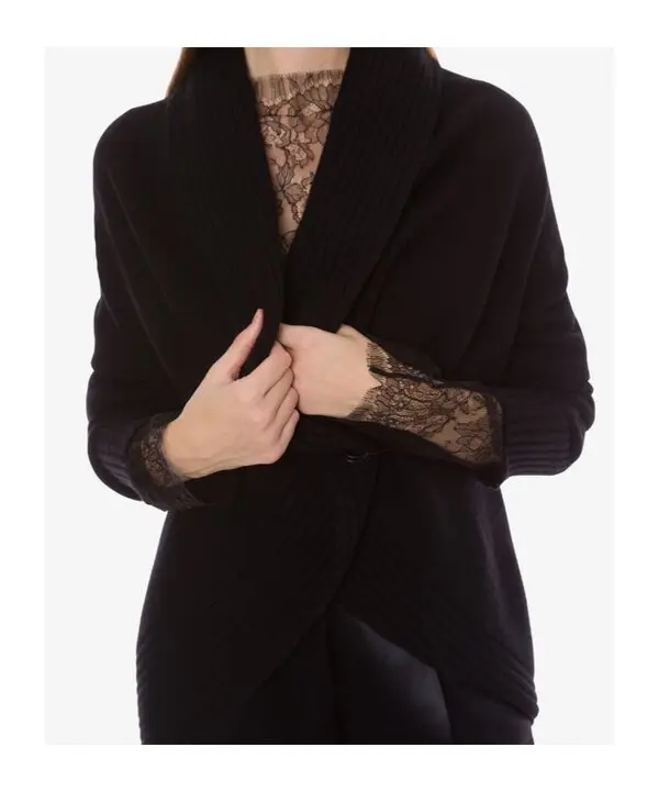 Alberta Ferretti Ribbed Shawl-collar Cardigan - Black