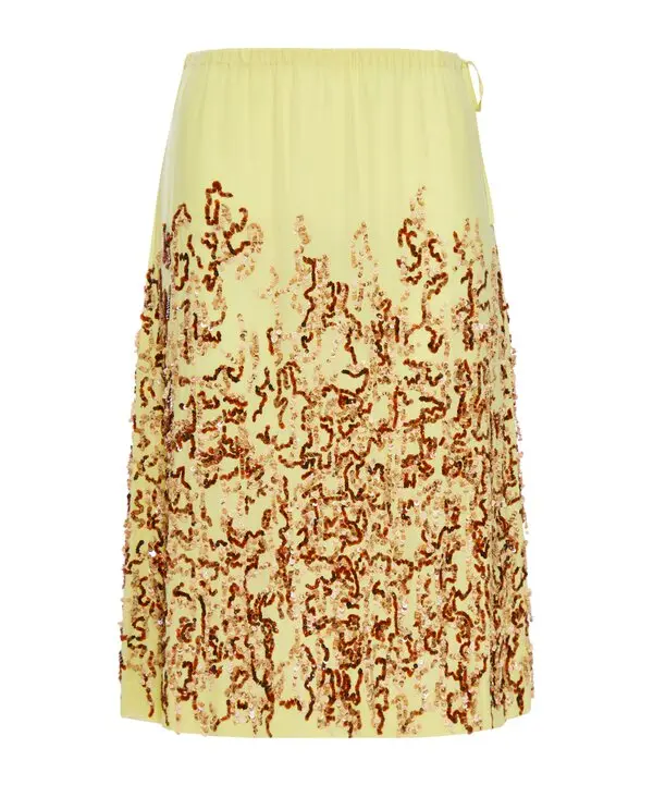 Dries Van Noten Embellished Midi Skirt - Lime