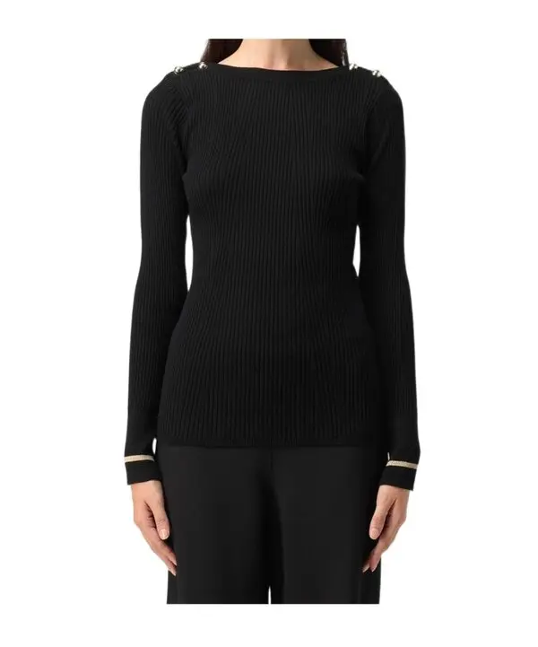 Max Mara Ribbed Long-sleeve Sweater With Gold-tone Button Details