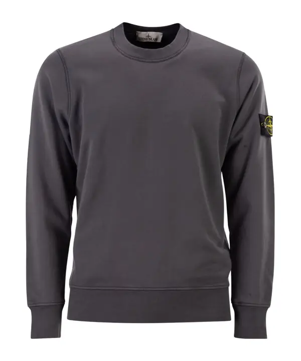 Stone Island Logo Patch Crewneck Sweatshirt - Black