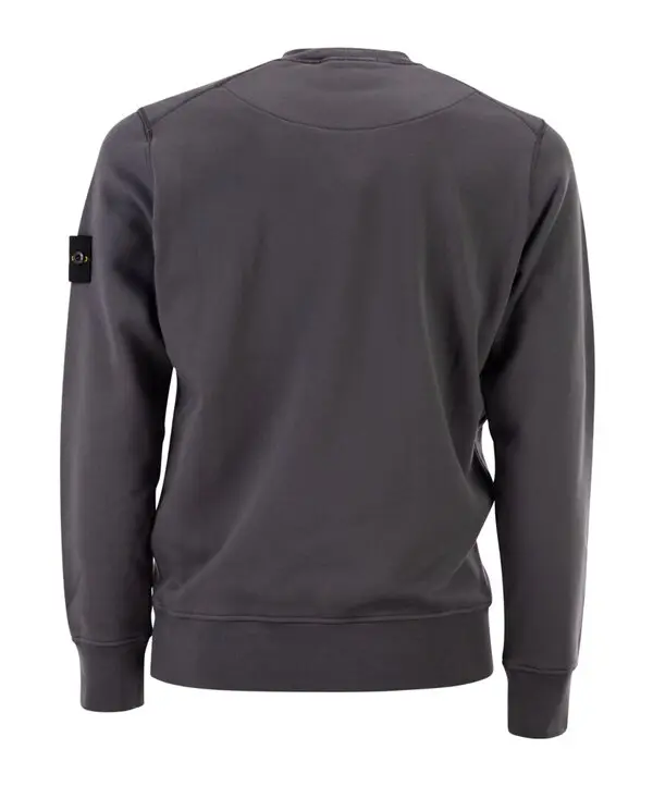 Stone Island Logo Patch Crewneck Sweatshirt - Black